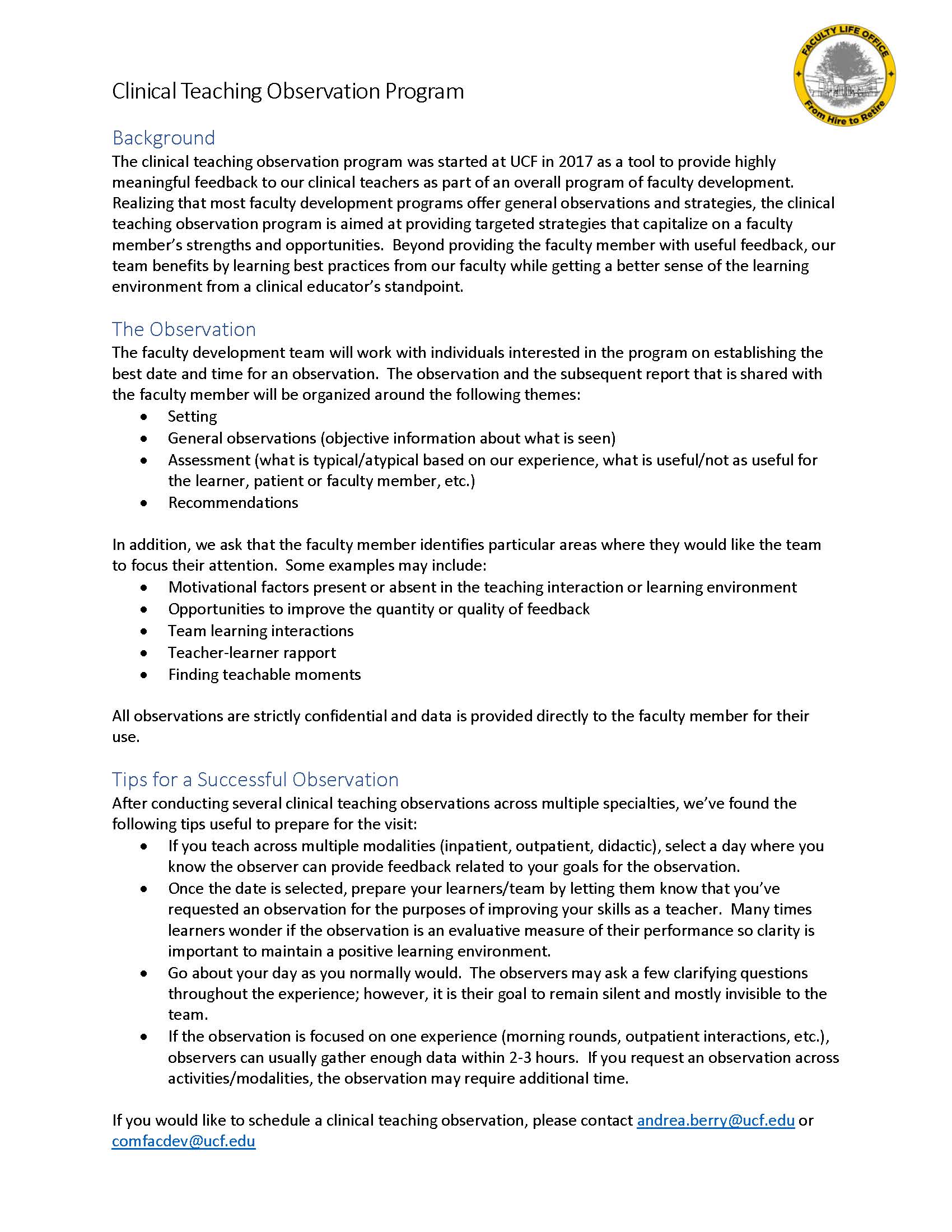 Clinical & Classroom Teaching - College of Medicine